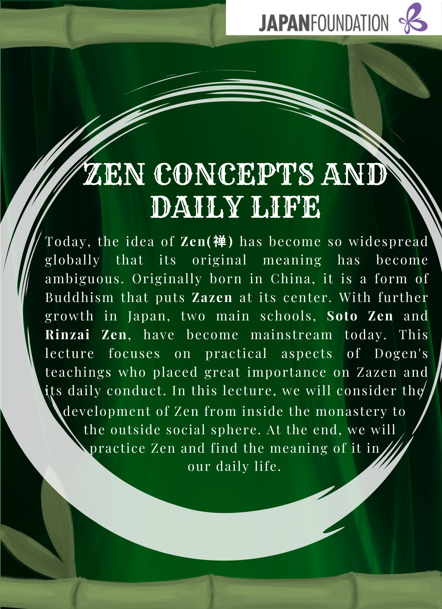 Hybrid Seminar: Zen Concepts and Daily Life - The Japan Foundation, New ...